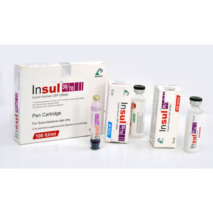 Insul 30/70 Injection (100IU/ml) 10ml Vial 1's Pack